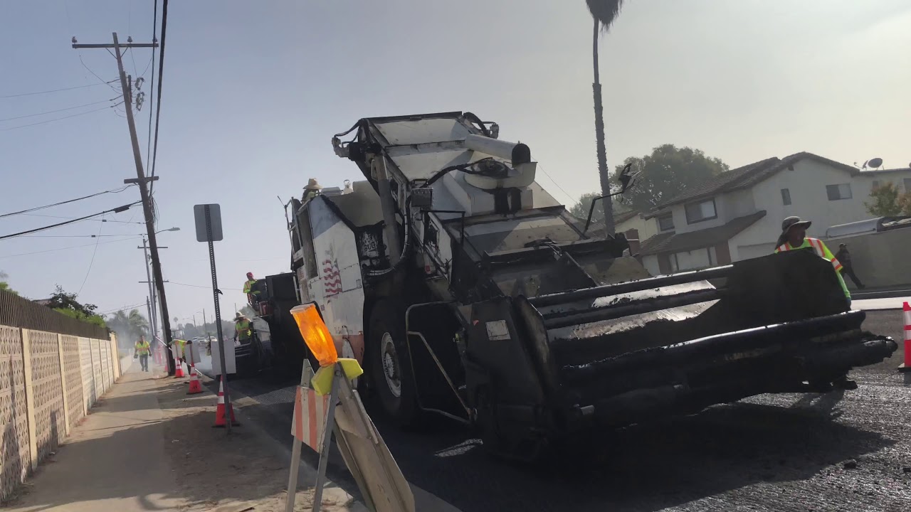 All American Asphalt Paving The Streets Of Stanton In California - YouTube