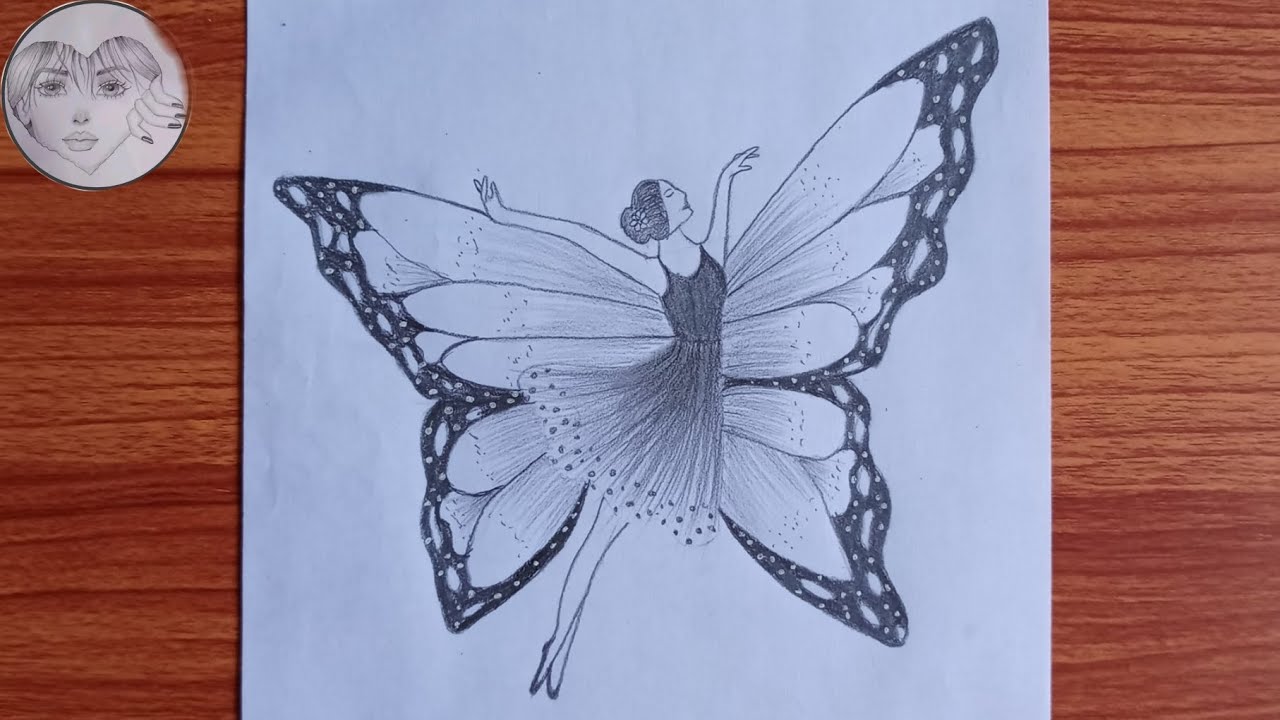 how to draw a girl with butterfly | girl drawing | sketch drawing - YouTube