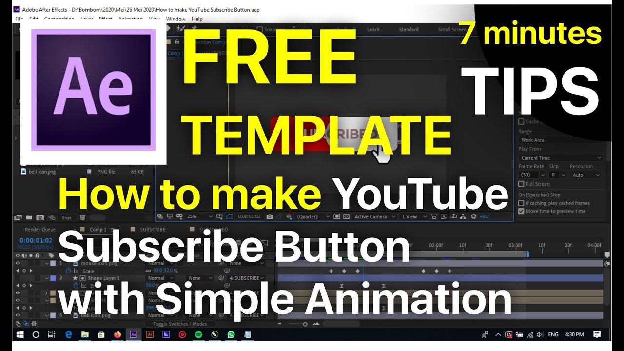 How to make YouTube Subscribe Button + FREE TEMPLATE - YouTube