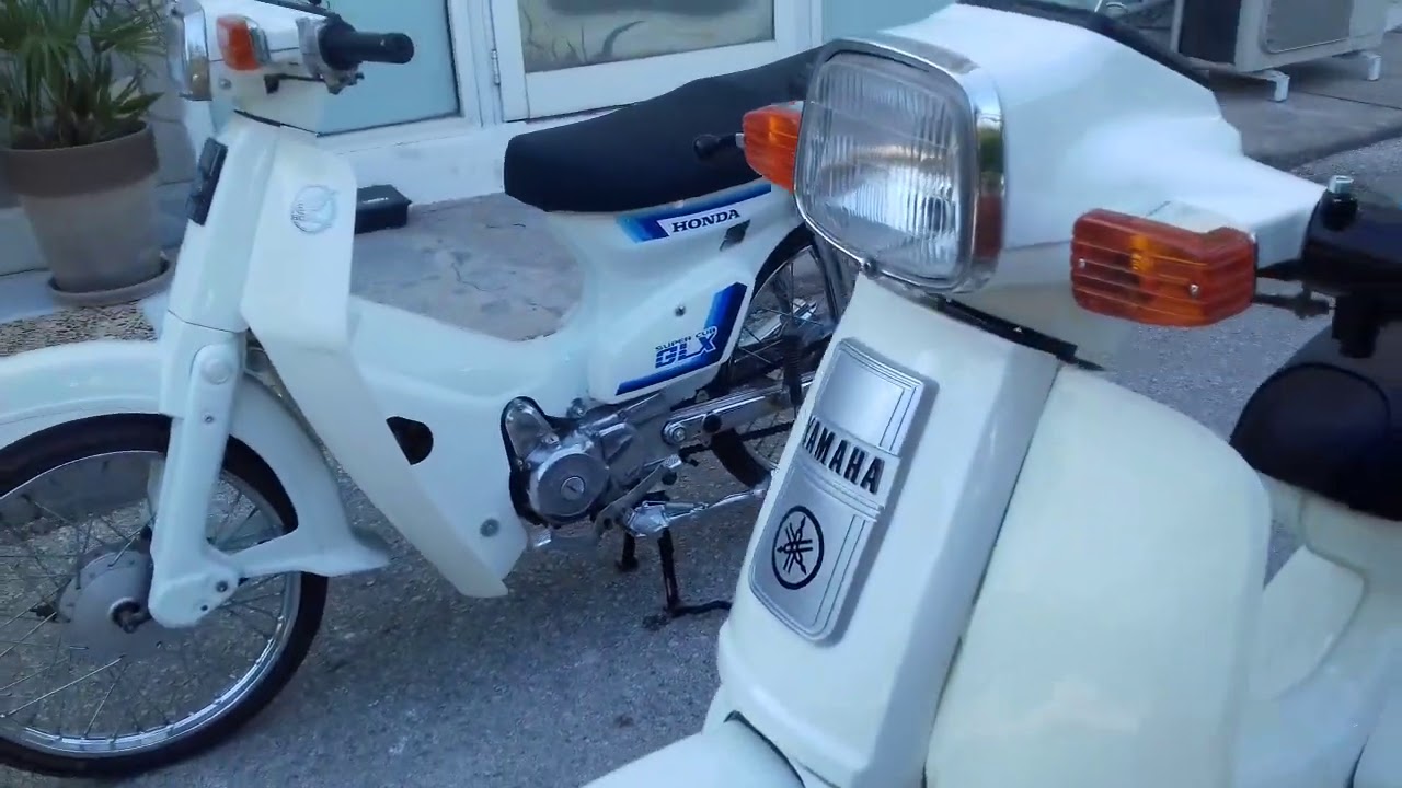 Old school Honda GLX super cub and Yamaha Town mate - YouTube