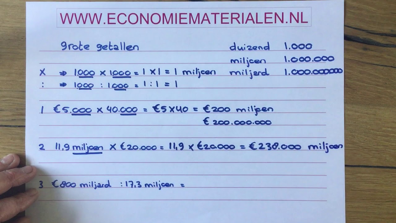 Het rekenen met miljoenen en miljarden (economiematerialen) - YouTube