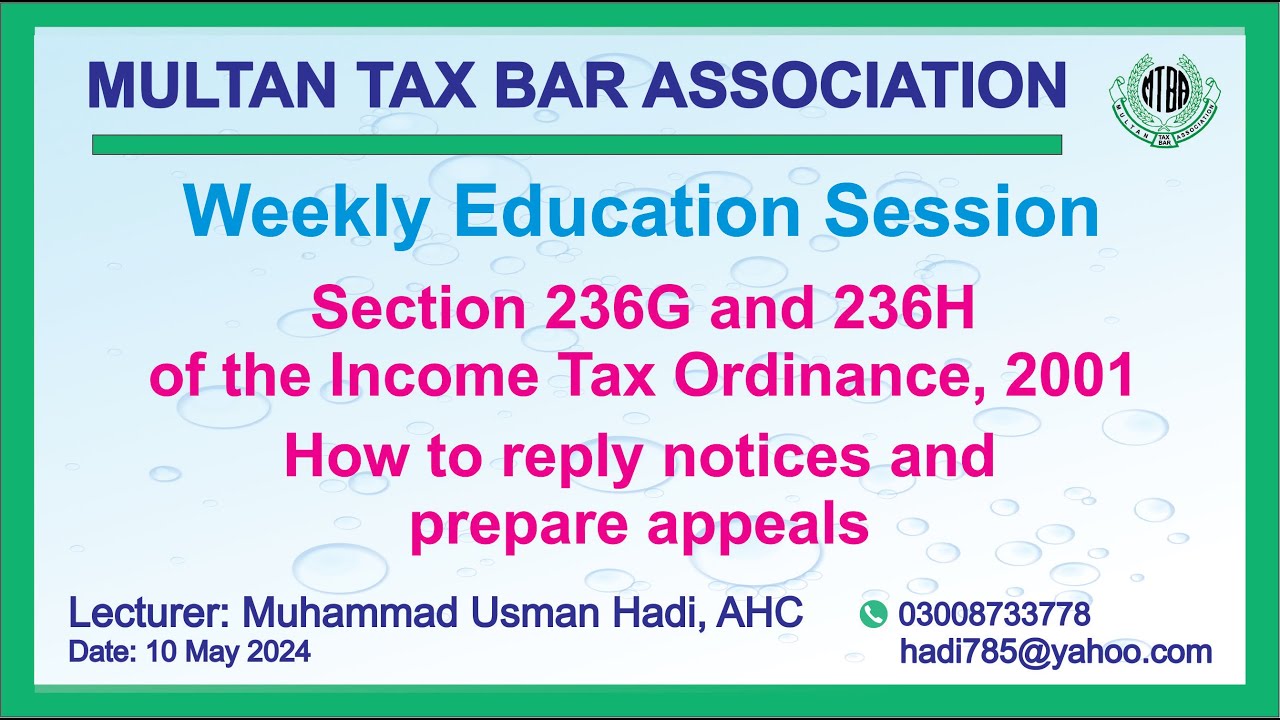 Mastering Sections 236G & 236H of the Income Tax Ordinance 2001 - Expert Insights by Usman Hadi ...
