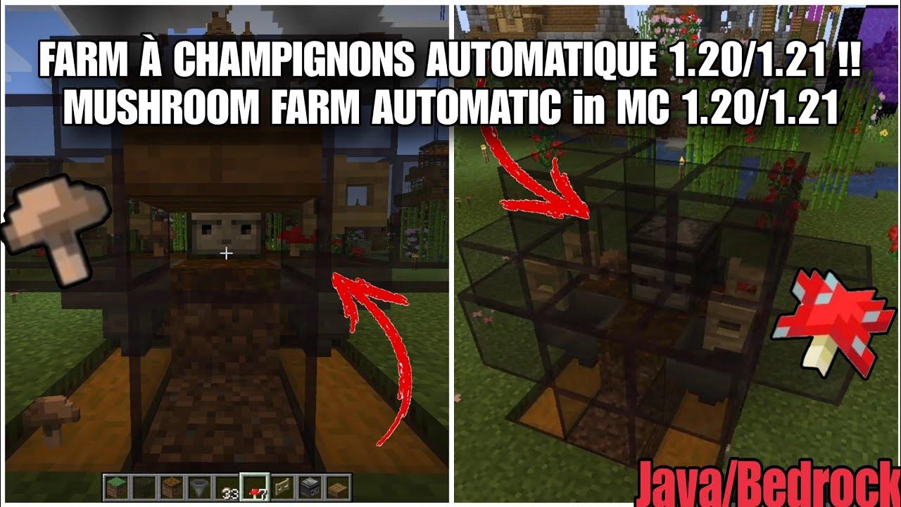 FERME À CHAMPIGNONS AUTOMATIQUE 1.20/1.21 !! ----- Minecraft MUSHROOM ...