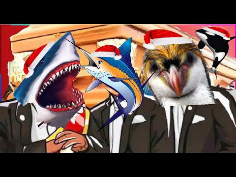 SHARK & BLUE MARLIN & PENGUIN & ORCA SHARK - JINGLE BELLS ANIMALS ...