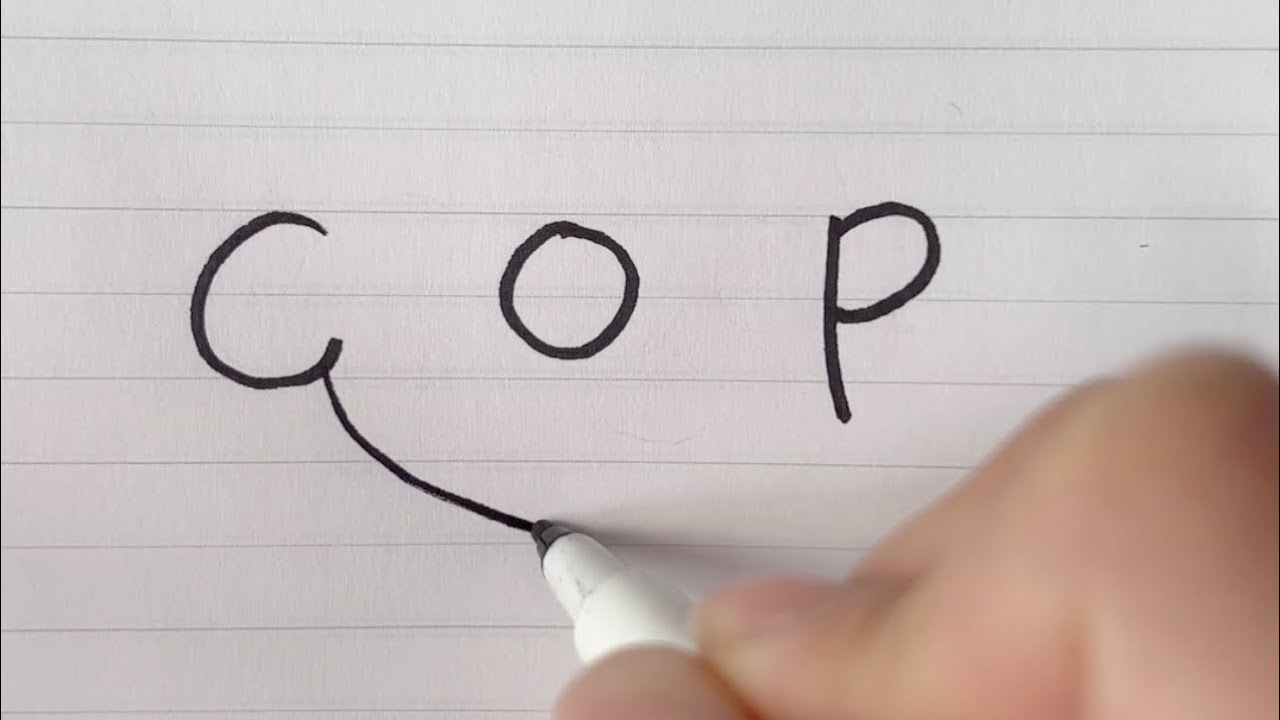 How to Draw a Cop with a word Cop - YouTube