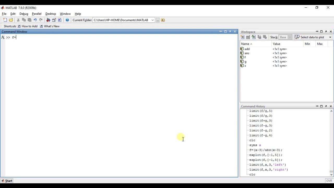 Calculus using MATLAB 4 - finding the limits (4) - YouTube