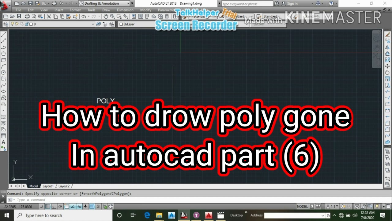 How to drow poly gone in autocad Part (6) - YouTube
