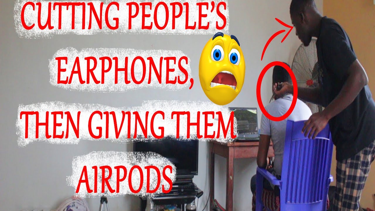 Cutting Peoples Earphones, Then Giving Them Airpods - YouTube