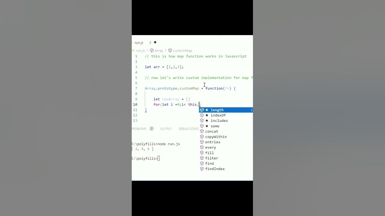 Polyfill For Javascript Map Function Js Coding Codinglife Shorts Interview