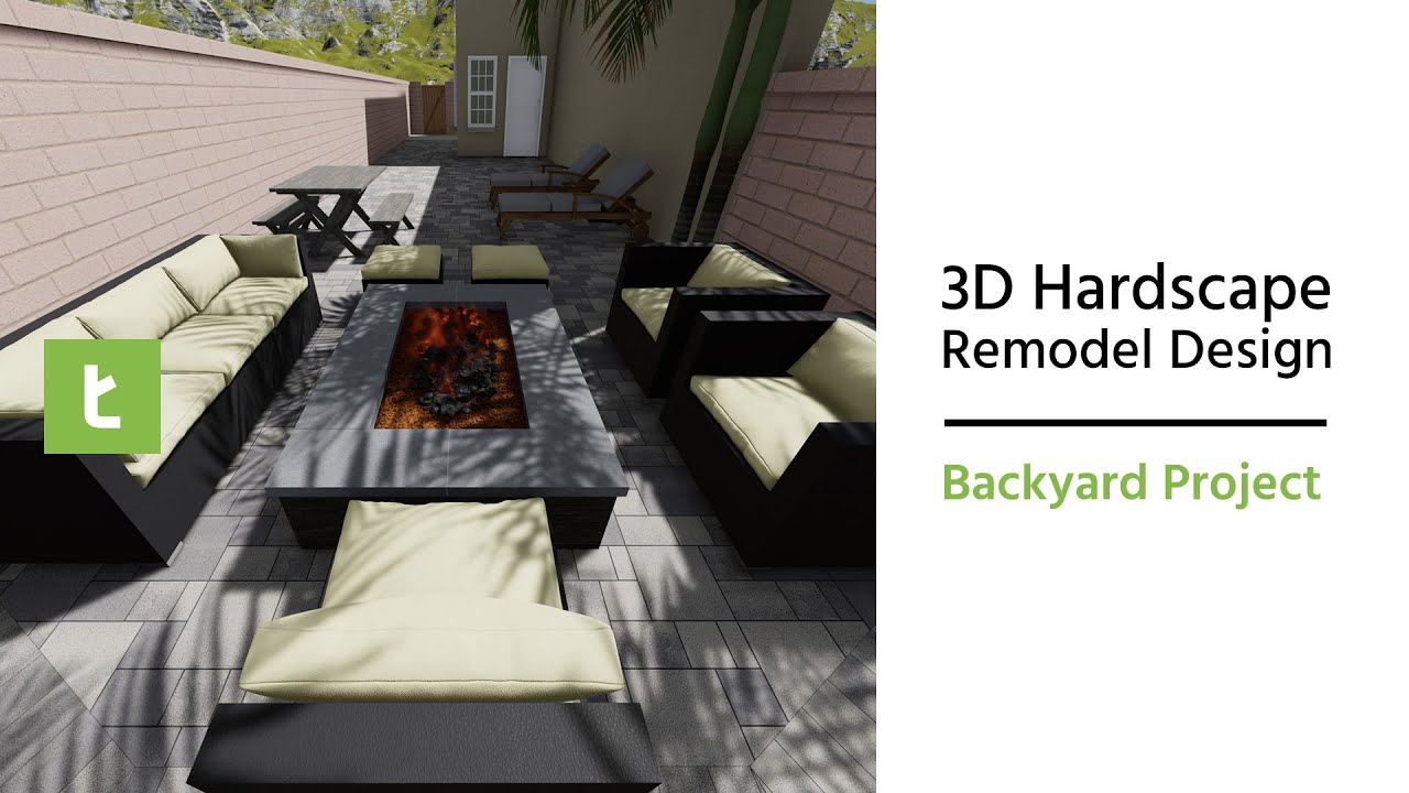 3D Hardscape Remodel Design – Backyard Project - YouTube