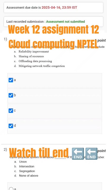 Cloud computing week 12 assignment 12 solution MCQ NPTEL #swayam #cloudcomputing #shorts - YouTube
