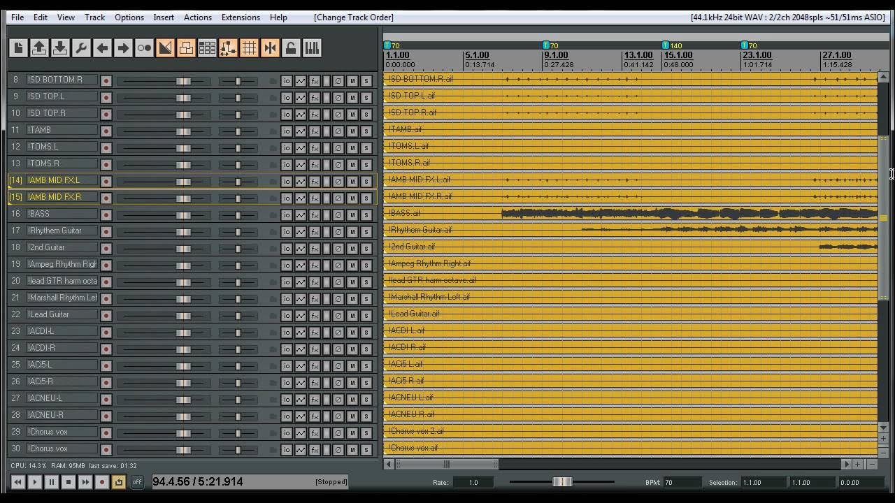 Tutorials For Reaper | Audio Import | Track Organization With Folders | Color Code Groups - YouTube