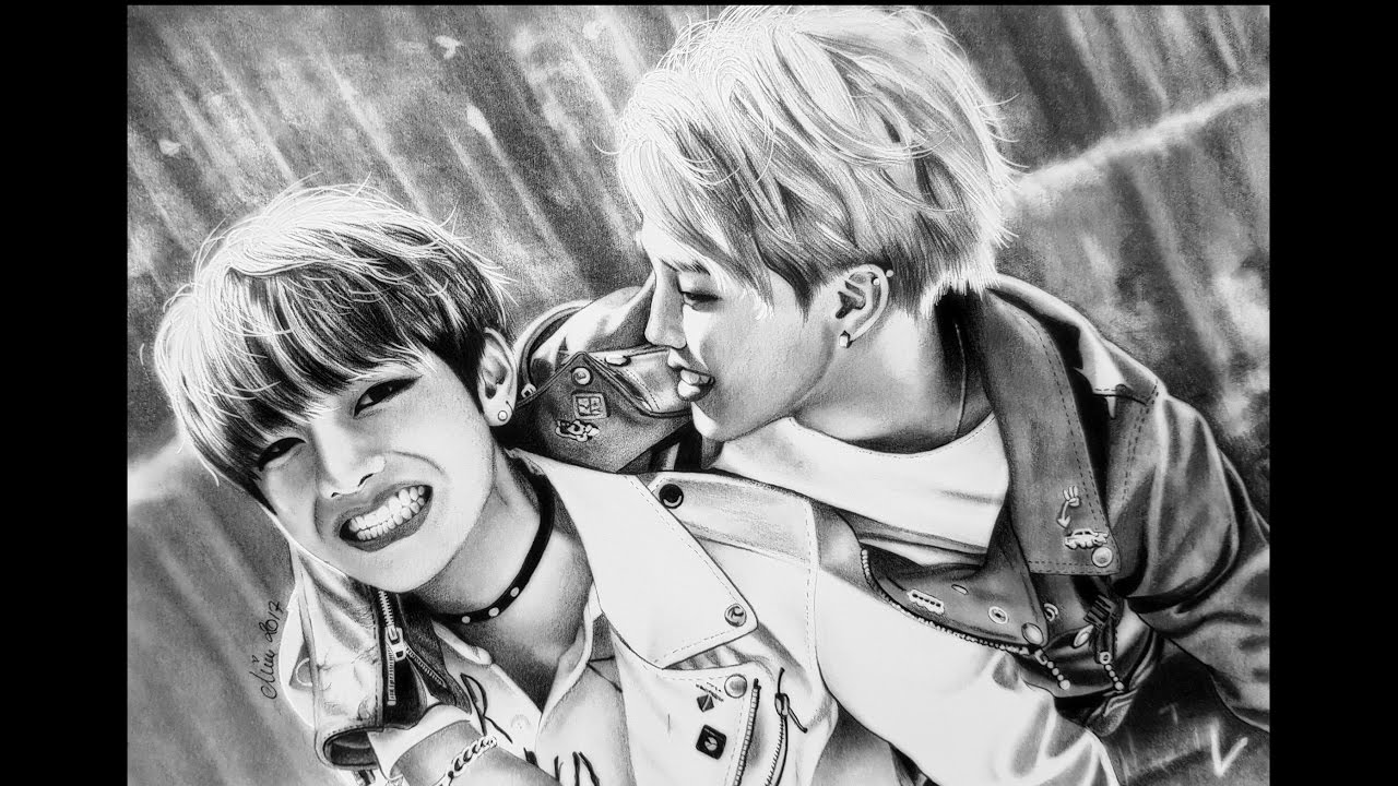 Vmin ♥ Taehyung (김태형) & Jimin (지민) ♥ BTS (방탄소년단) ♥ ARMY ♥ Speed Drawing ...