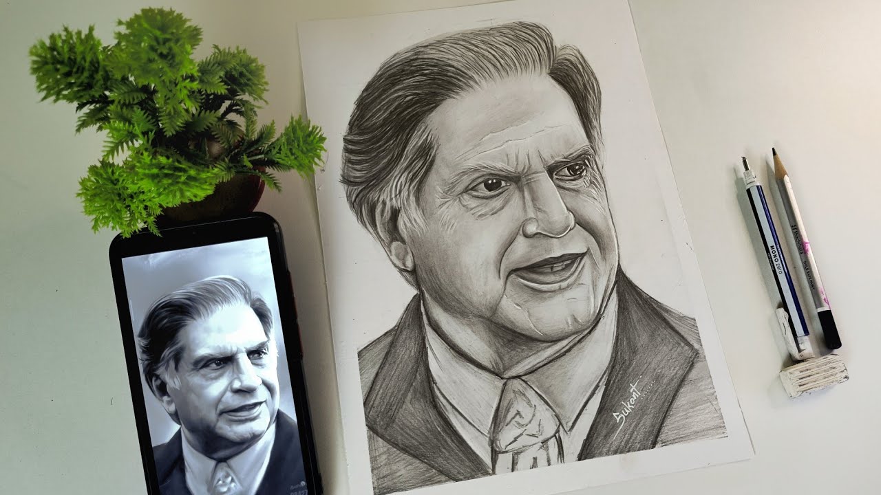 Hyper Realistic Drawing Tutorial, Ratan Tata Drawing, Sir Ratan Tata ...