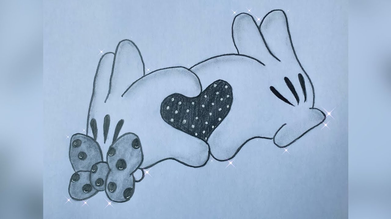 How to draw Disney Mickey Mouse and Minnie mouse Hands with heart ...