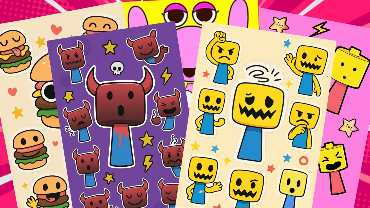 Sprunki phase 4 all characters sticker sheet paper diy - YouTube