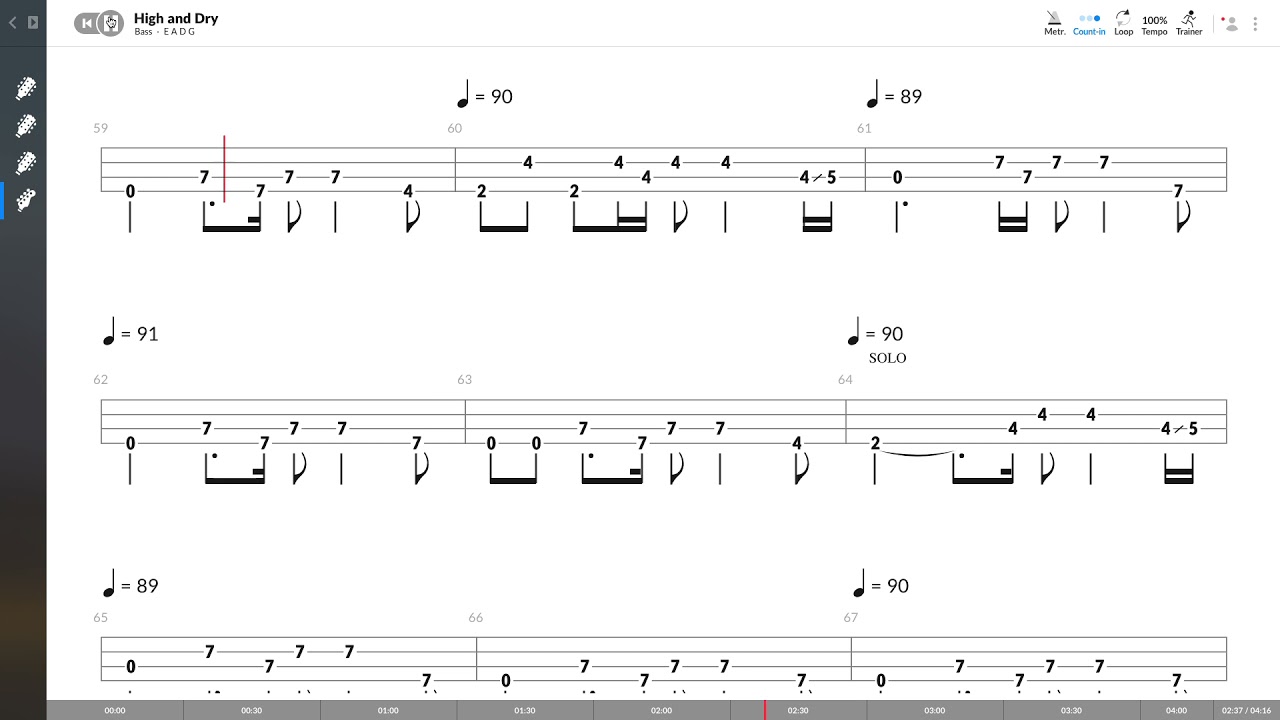Radiohead - High & Dry (BASS TAB PLAY ALONG) - YouTube