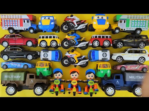 Colorful Toy Car Video for Toddlers 🚗 Army Truck, Superhero Cars & More