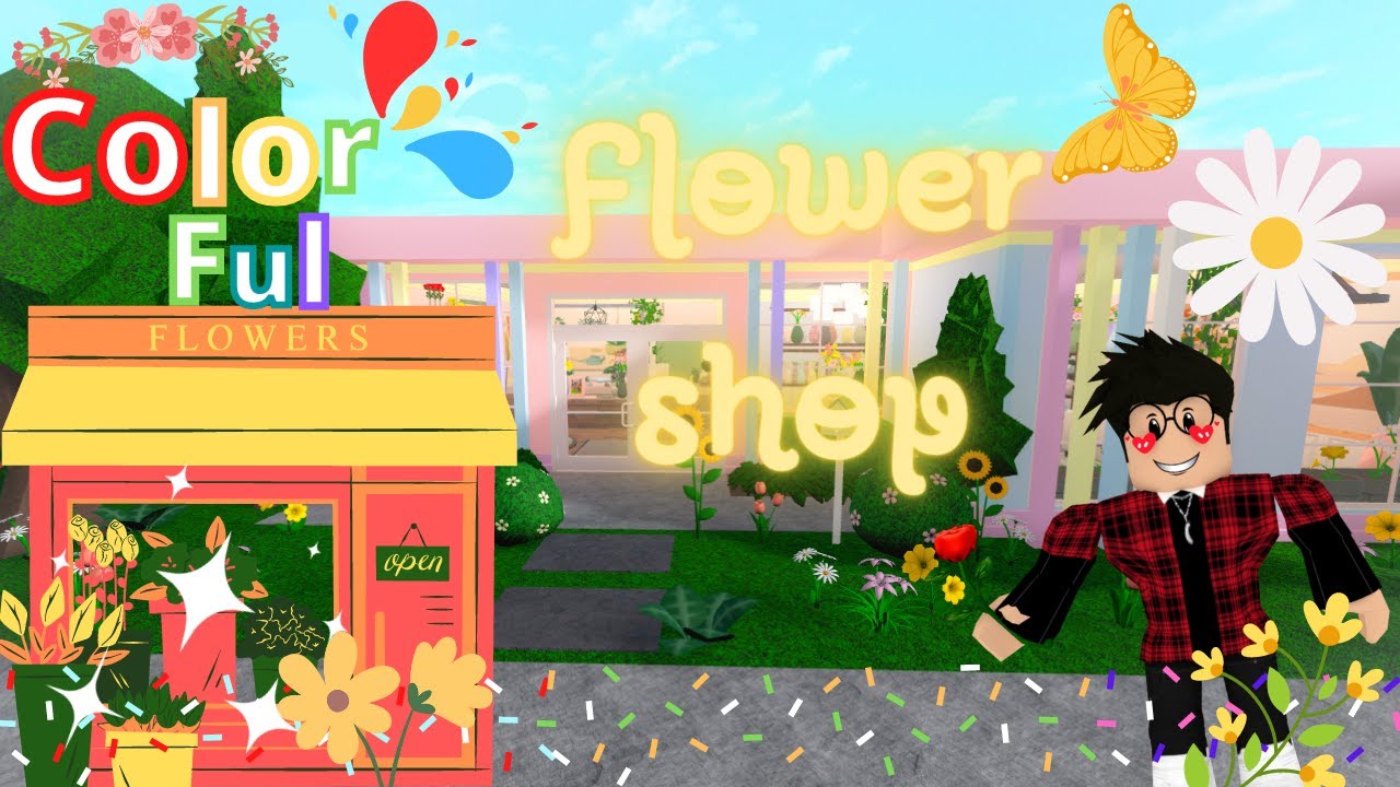 Colorful flower shop/tour #bloxburg - YouTube