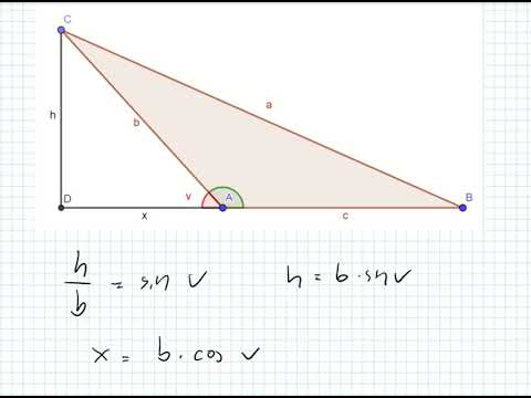1T - Cosinussetningen for en stump vinkel - YouTube