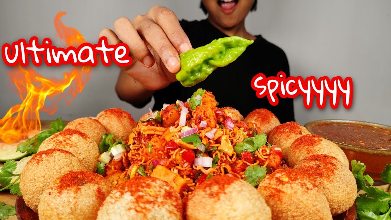 🔥SPICY CHILLI CHATPATEY PANIPURI MUKBANG🔥NEPALI STREET FOOD | MITHO ...