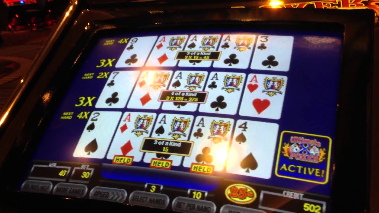 Video Poker going for quad Aces playing 25cent denom - YouTube