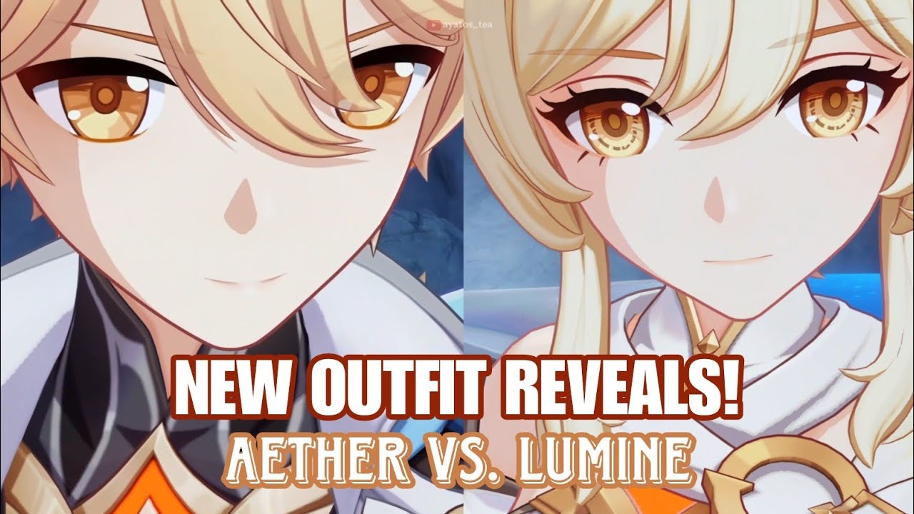 Aether vs. Lumine New Outfit Reveals | Travelers Side By Side ...