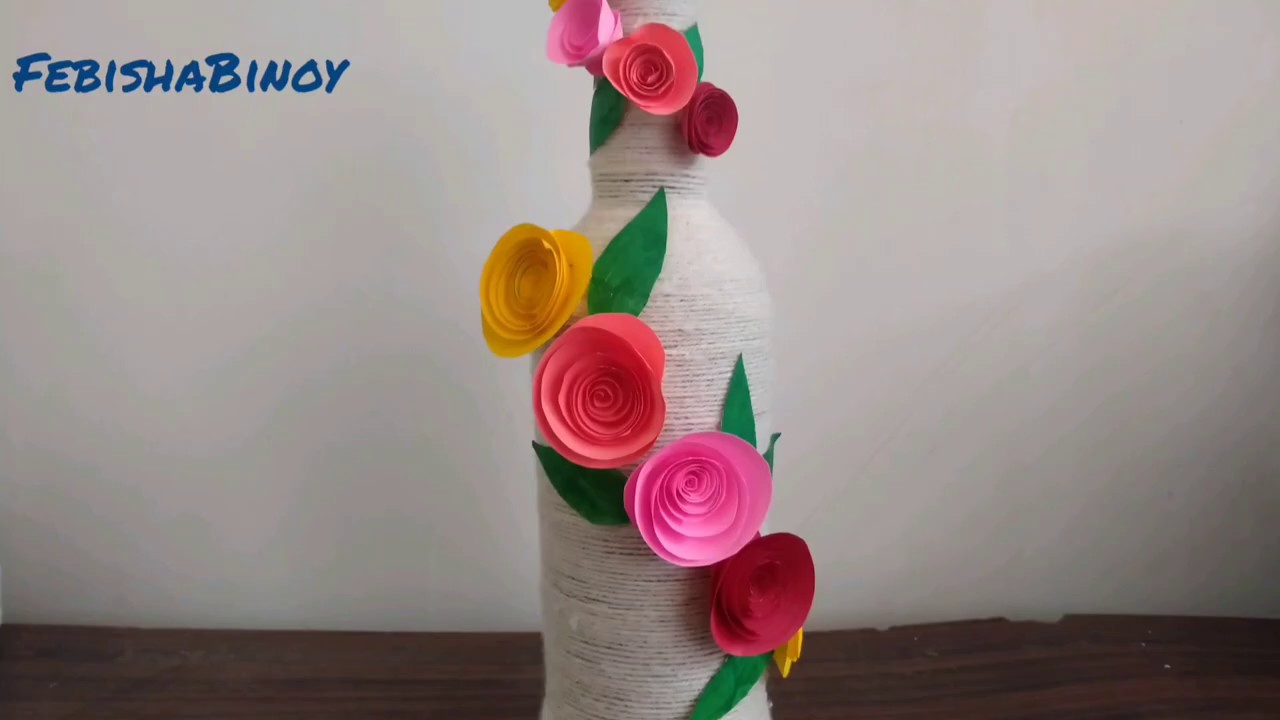 #Bottleart# Easy and Beautiful bottle Art|using woollen thread and ...