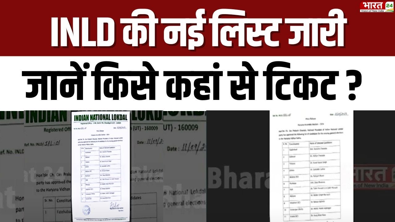 Breaking News: INLD ने 11 उम्मीदवारों की लिस्ट जारी की | INLD Releases ...