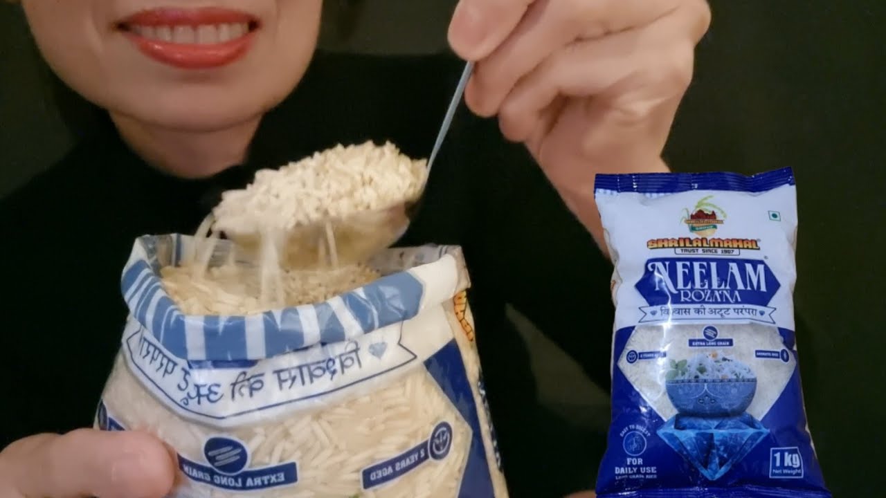 | 132 | ASMR Raw Rice Eating. EAT NEELAM RICE IN THE BAG/makan beras ...