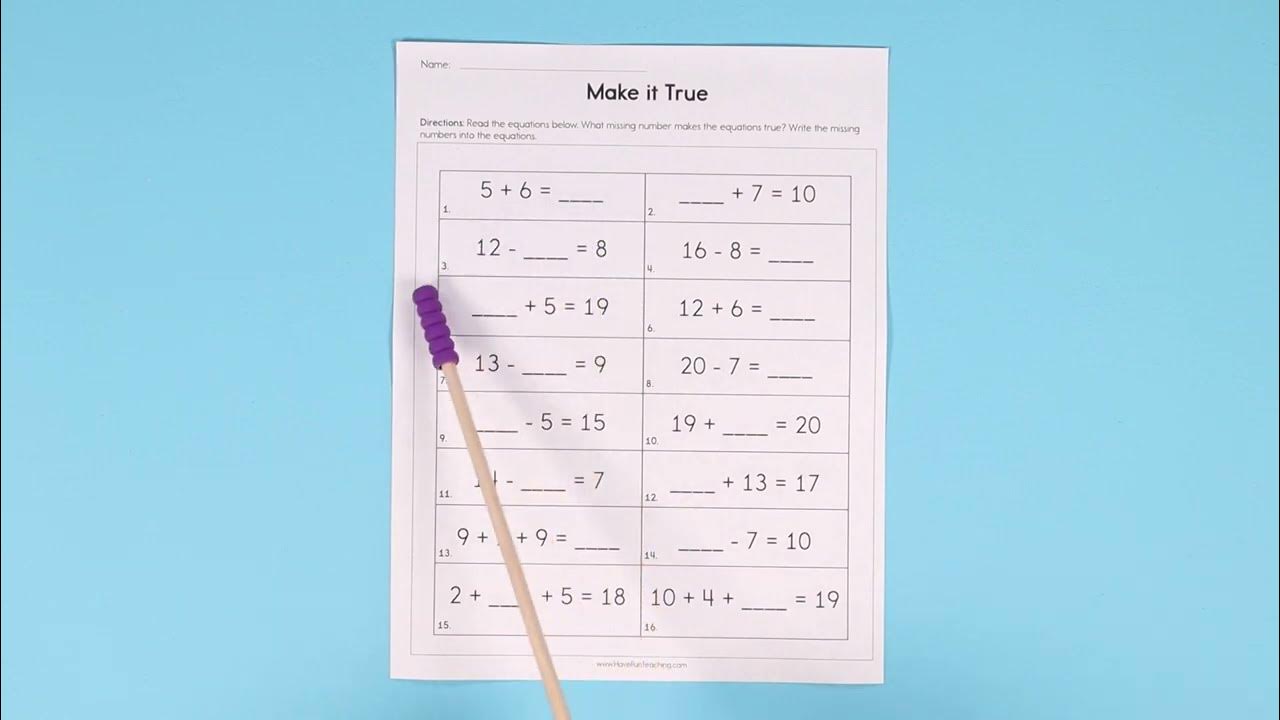 Make It True Missing Number Addition Subtraction Worksheet - YouTube