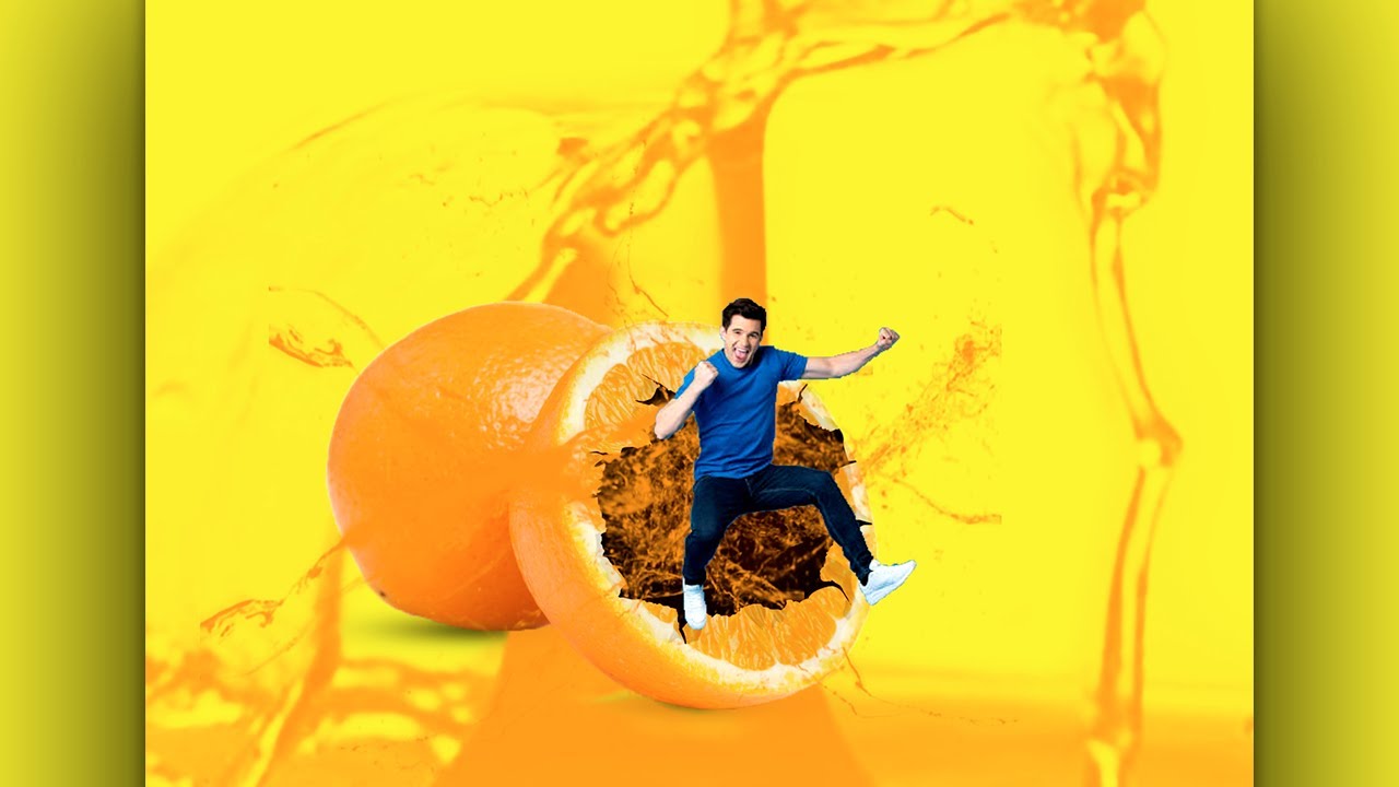 How to make Orange Splash in side Man jump in Photoshop Tutorial - YouTube