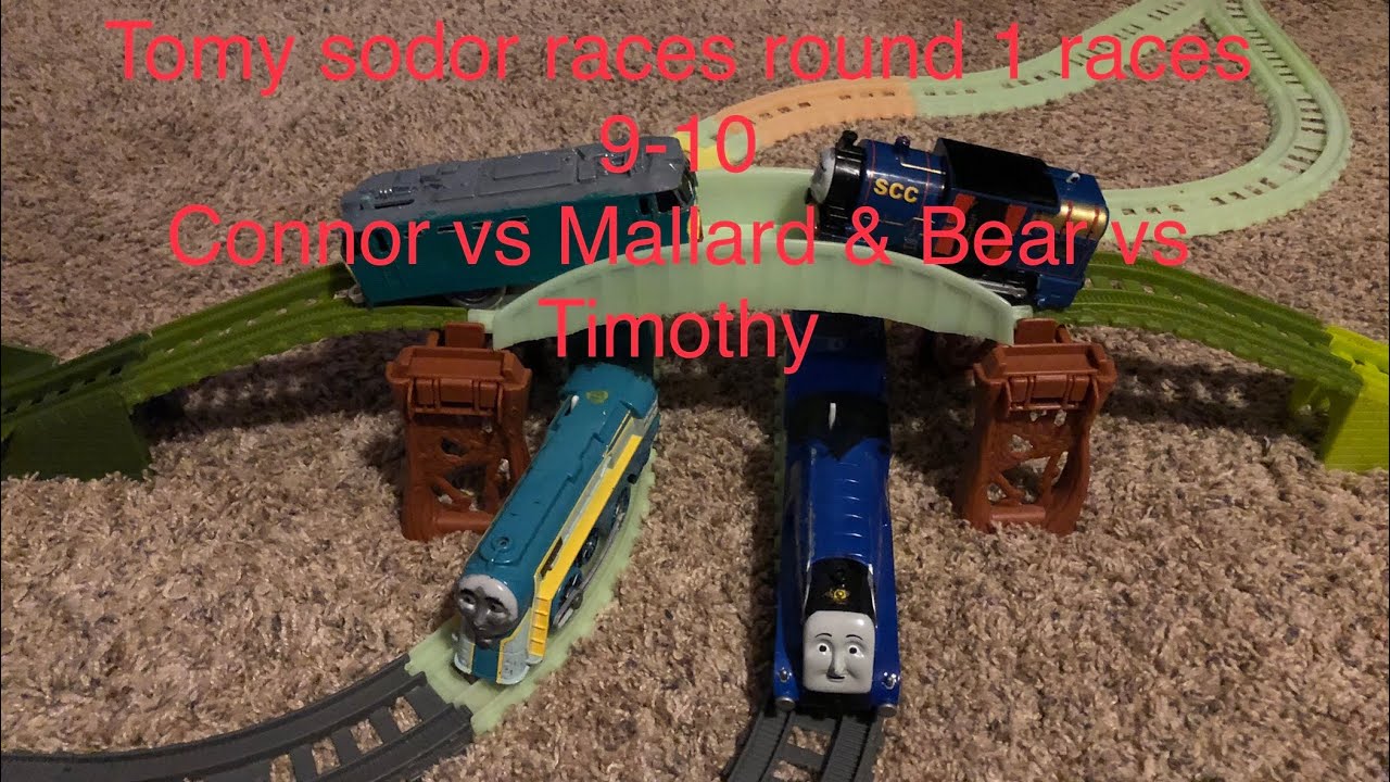 Tomy sodor races round 1 races 9-10: Connor vs Mallard & Bear vs ...