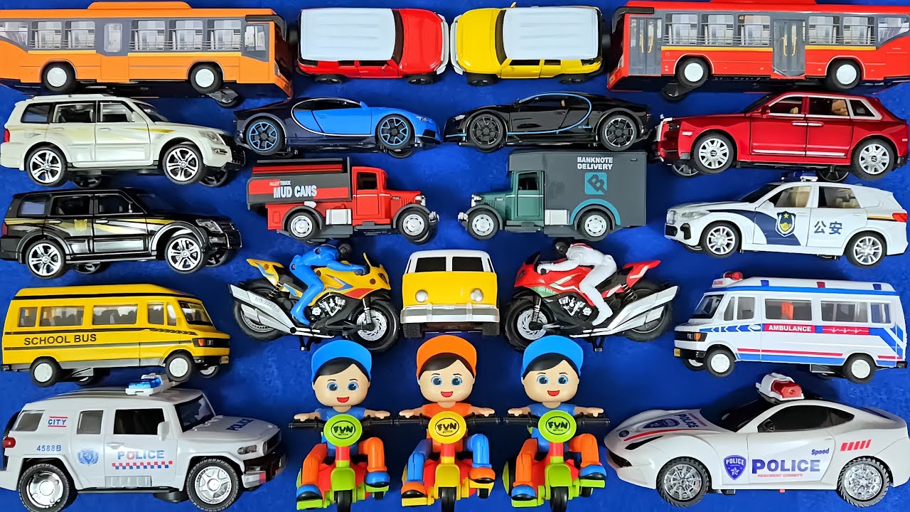 Ultimate Toy Car Collection for Kids! 🏍️🚓 Buses, School Buses, Bikes ...