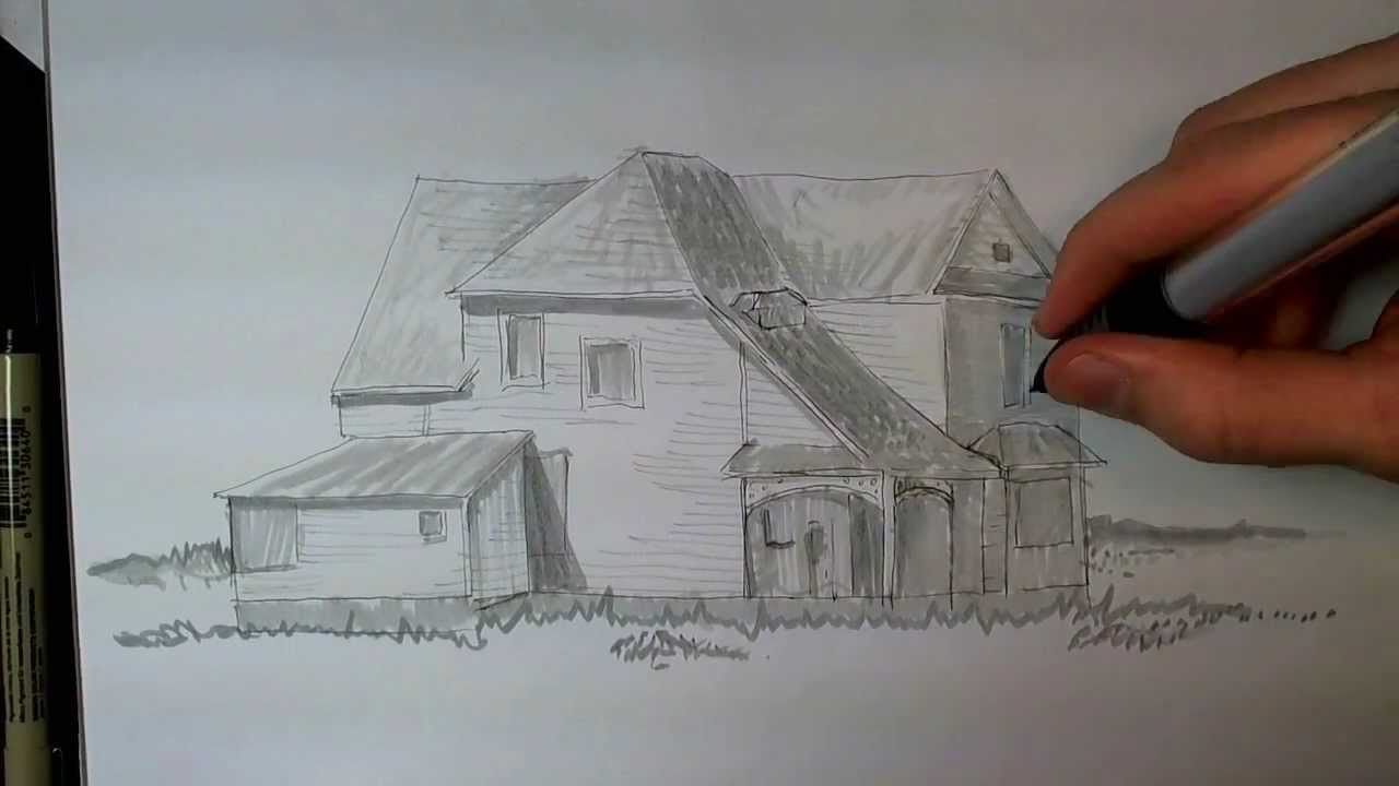 Building Sketch Practice #1 (20x speed) - YouTube