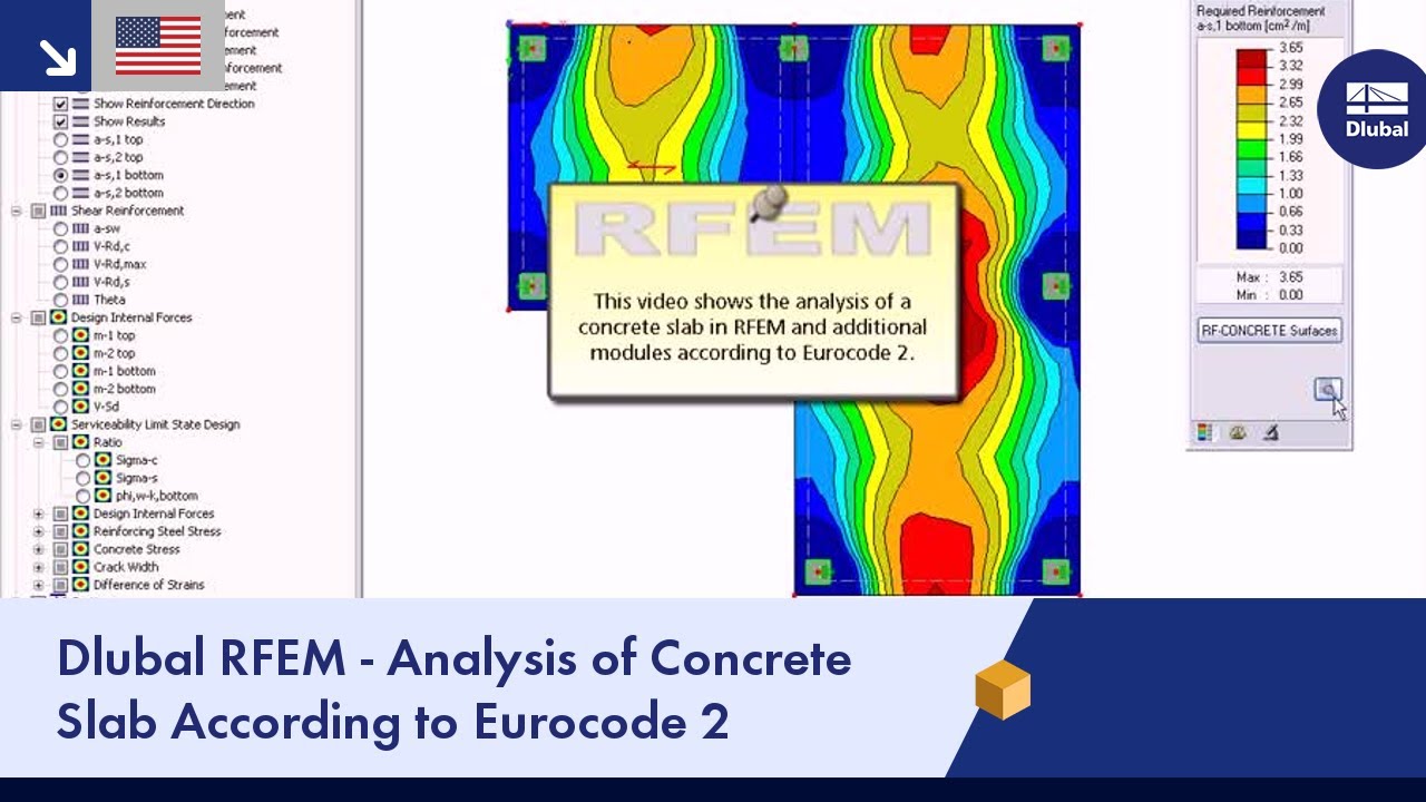 Dlubal RFEM - Analysis of Concrete Slab According to Eurocode 2 - YouTube