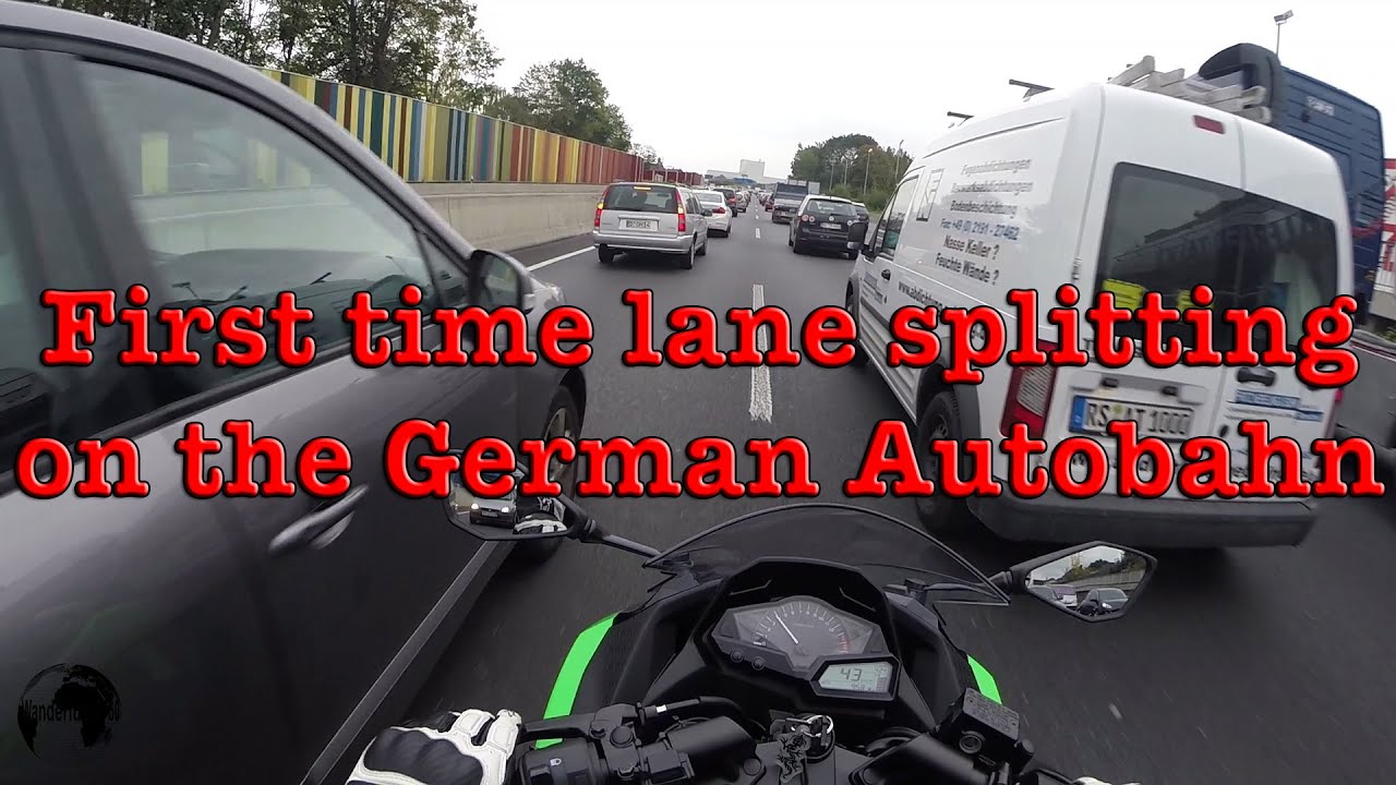 First time lane splitting on the German Autobahn - YouTube