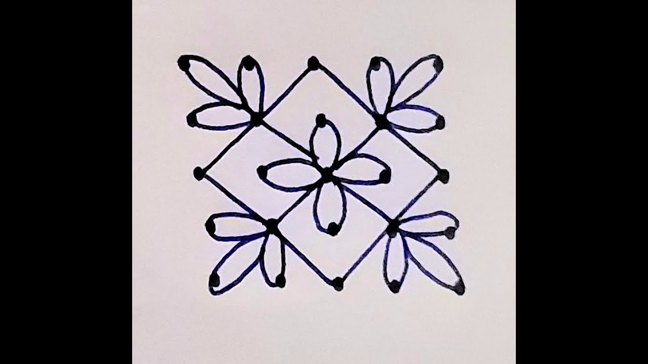 Easy flower kolam design | rangoli for beginners - YouTube