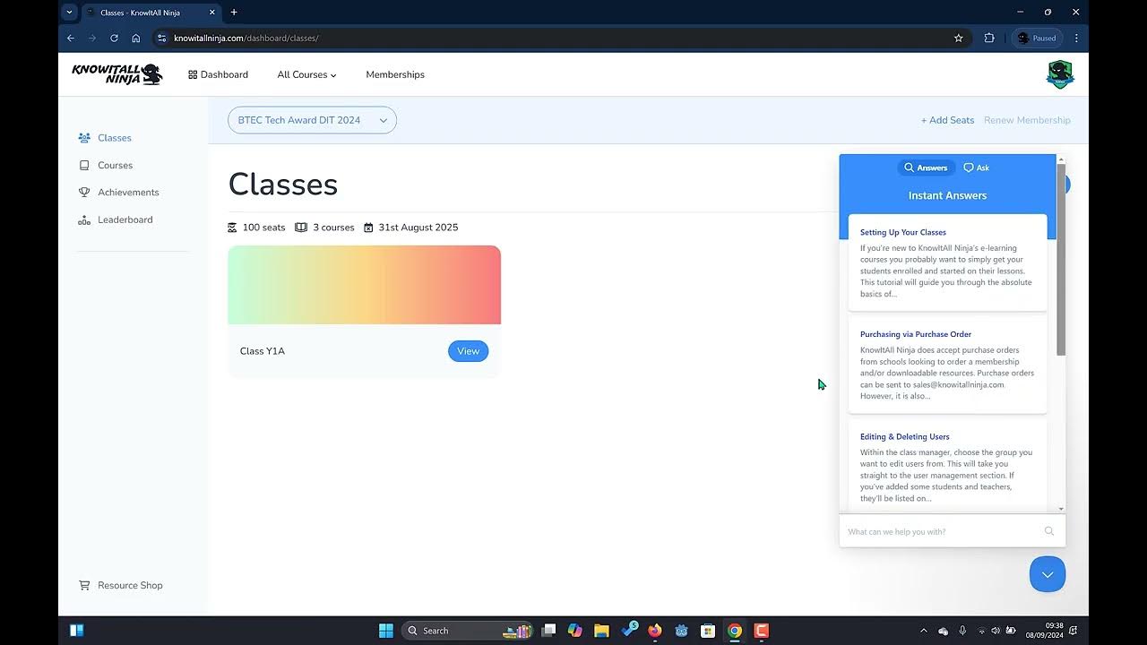 KnowItAll Ninja Teacher Interface Pt. 1 - The Class Manager Dashboard ...