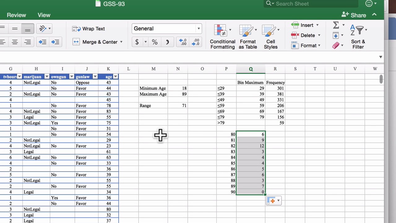 Frequency Histograms for Data Grouped into Classes in Excel - YouTube