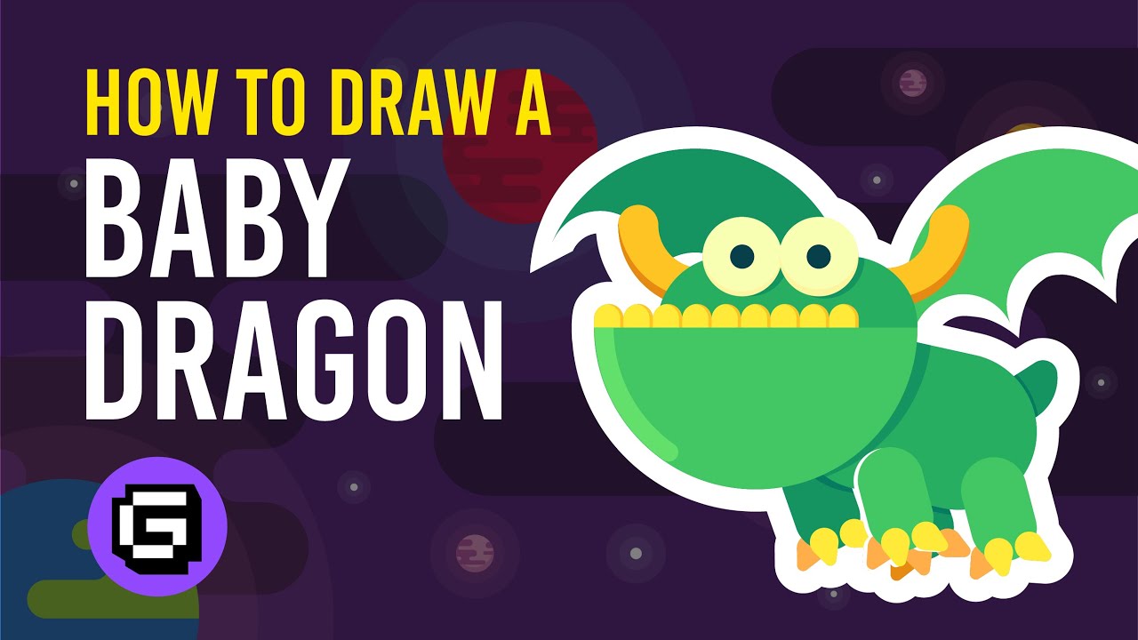 How To Draw A Cute Baby Dragon Easy | Step By Step | Adobe illustrator ...