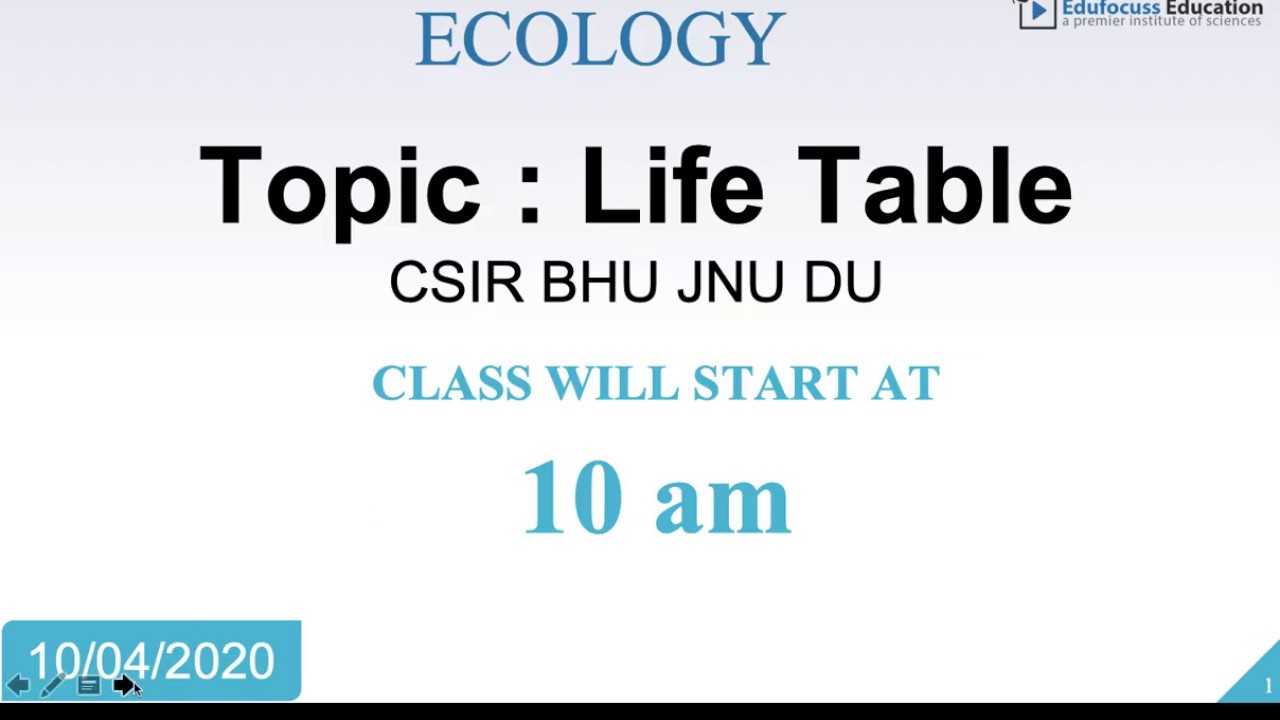 Life Table Ecology CSIR DBT BHU JNU - YouTube