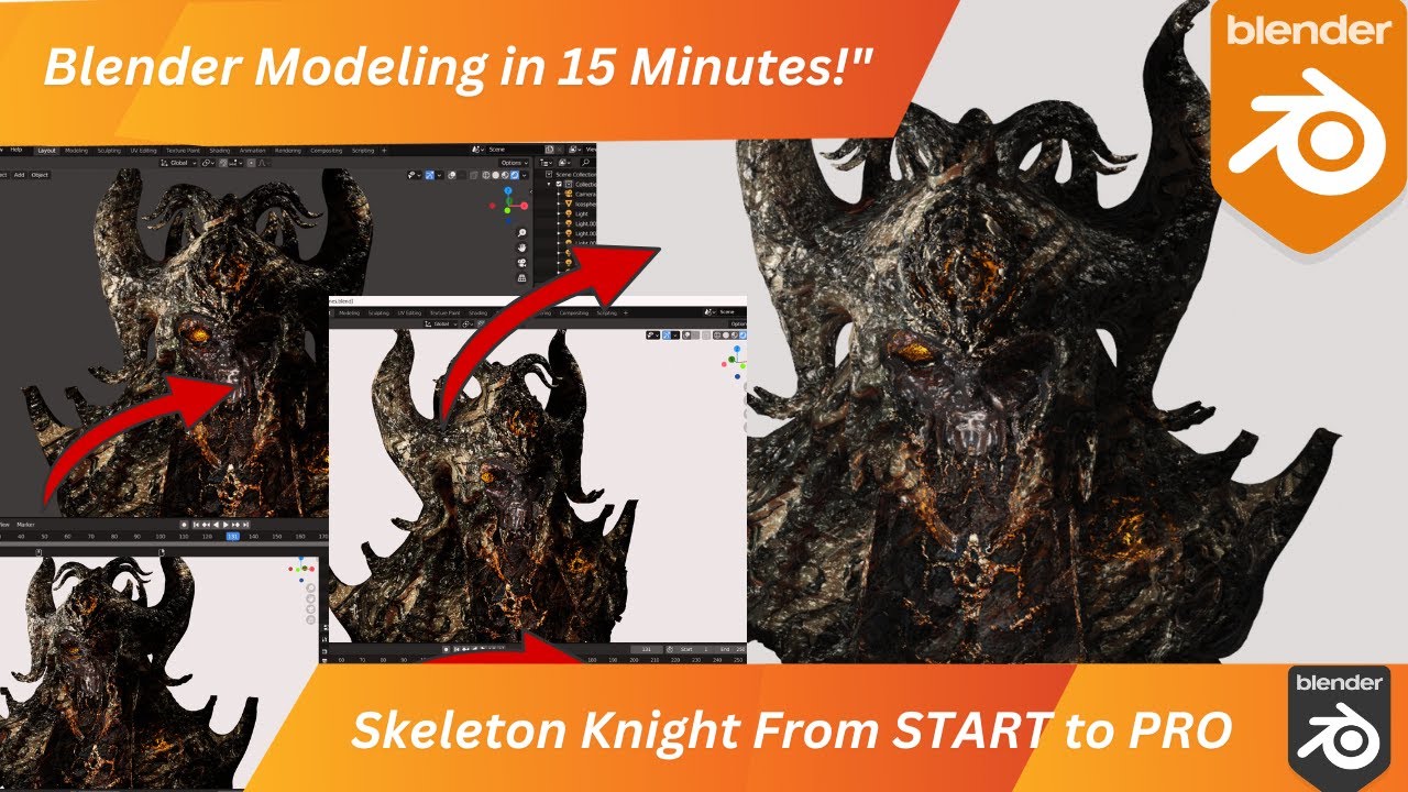 Blender Tutorial: Model a Skeleton Knight in 15 Minutes | Beginner to ...