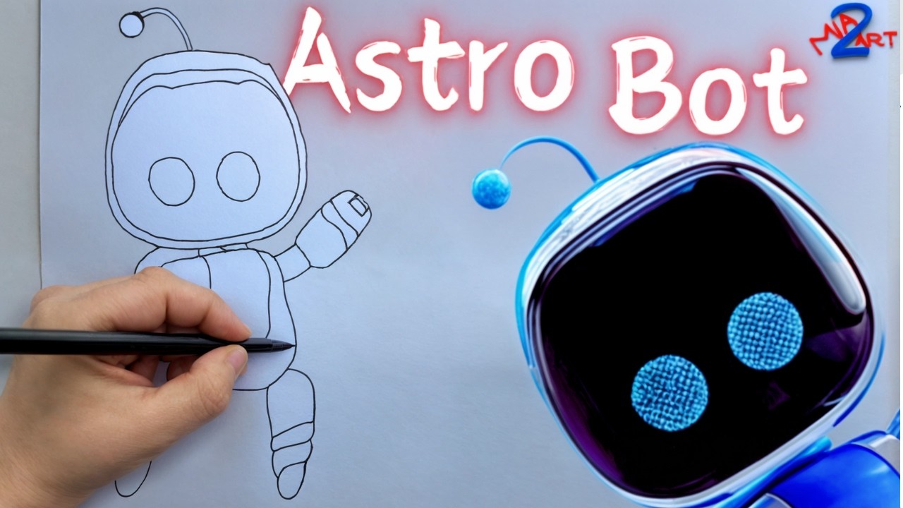 Astro Bot ASMR Drawing 🎮 (Pencil Sounds + Chill Music) - YouTube