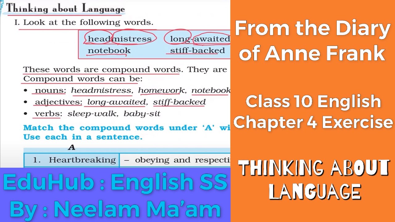 Class 10 English Chapter 4 Exercise | From the Diary of Anne Frank ...