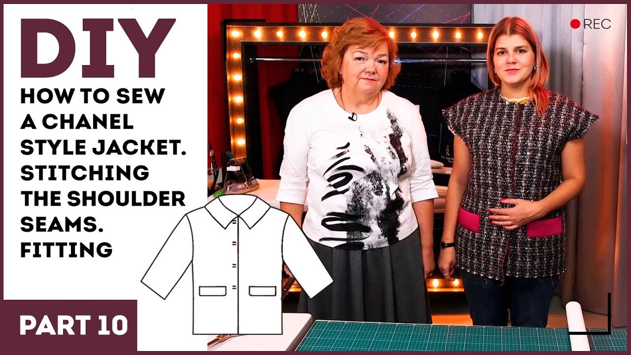 DIY: How to sew a Chanel style jacket. Stitching the shoulder seams ...