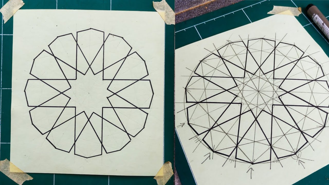 Menggambar Pola Geometri Islam - Islamic Geometric Art - YouTube