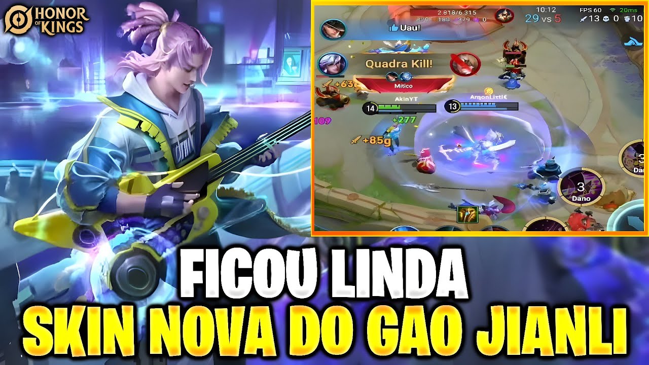 FIZ O TIME INIMIGO PARECER BOT DE GAO JIANLI COM A NOVA SKIN | HONOR OF ...