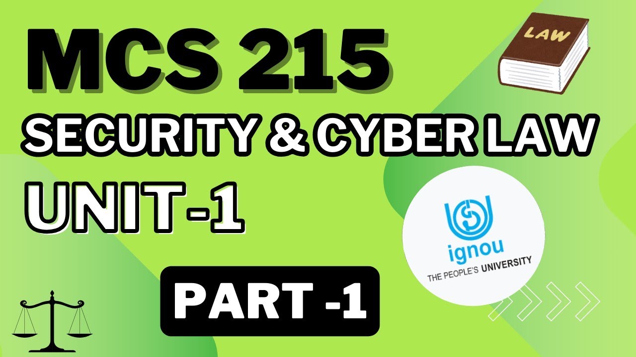 Security & Cyber laws Part -1 | MCA MCS 215 | IGNOU MCA #ignou #mca #cybersecurity - YouTube