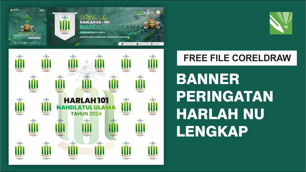 DESAIN BANNER PERINGATAN HARLAH NU 2024 LENGKAP | FREE CORELDRAW - YouTube